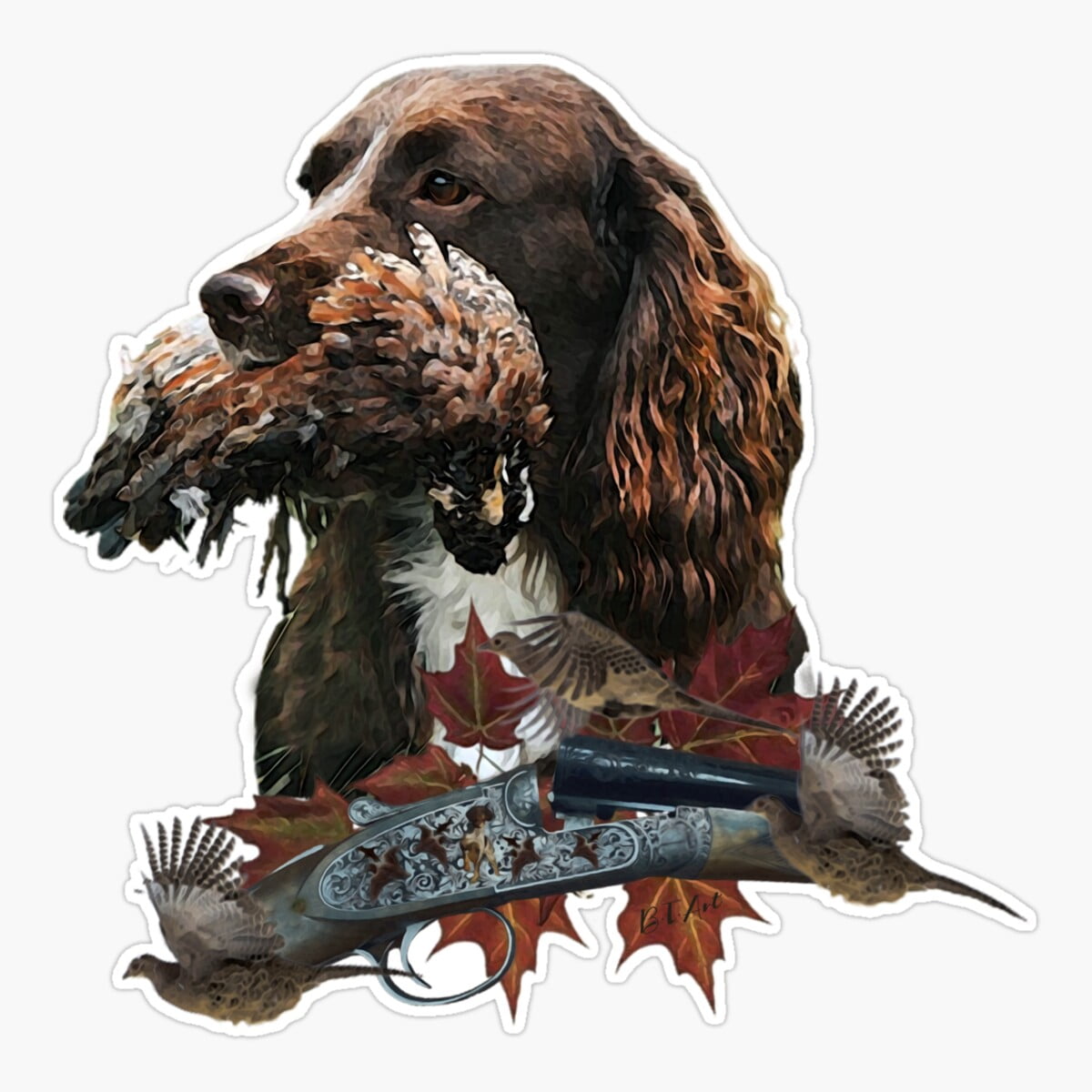 Maneki The Sprocker Spaniel , Dog Art Er, Phone Decal Water Bottle ...