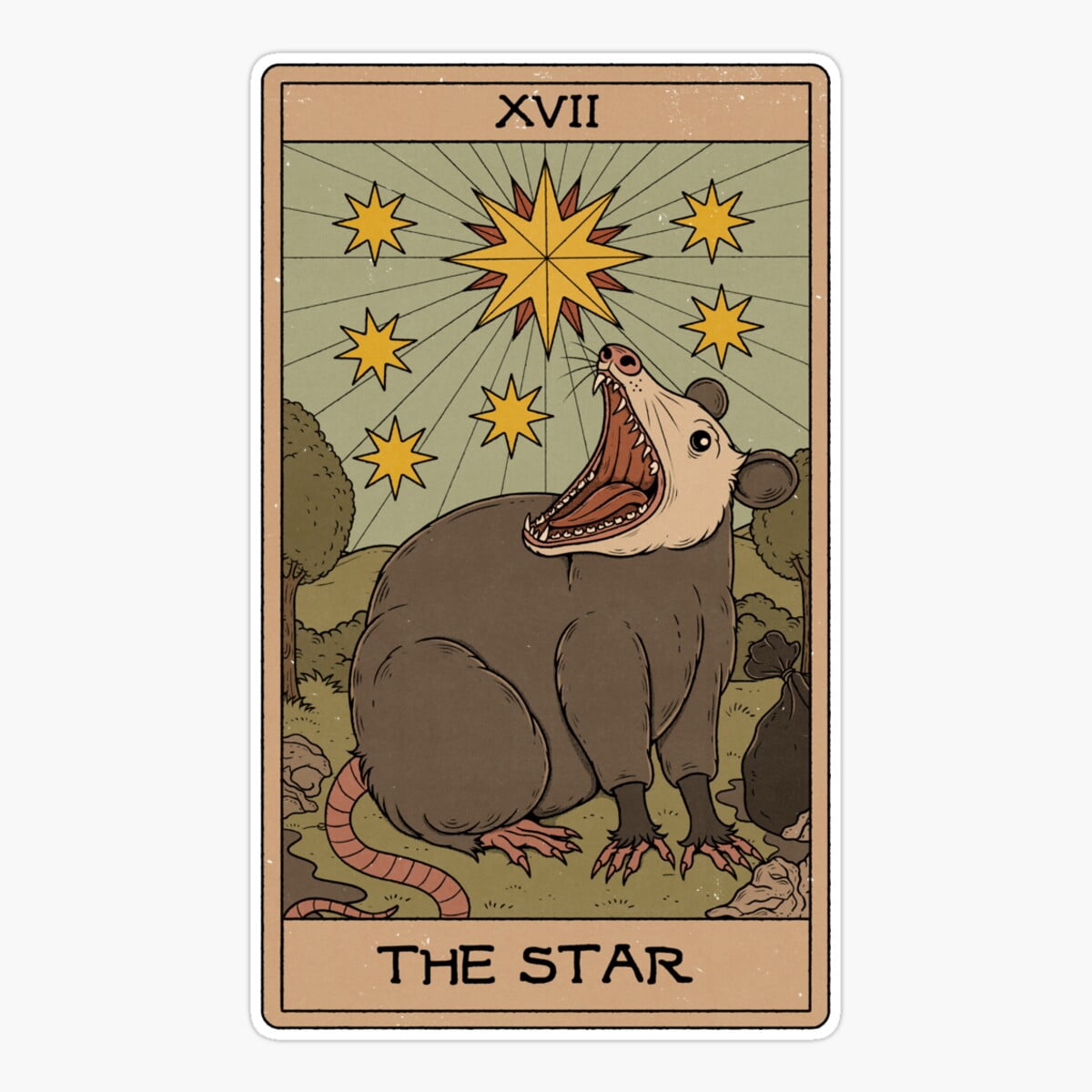 Maneki The Star - Possum Tarot Er, Phone Decal Water Bottle Stickers ...