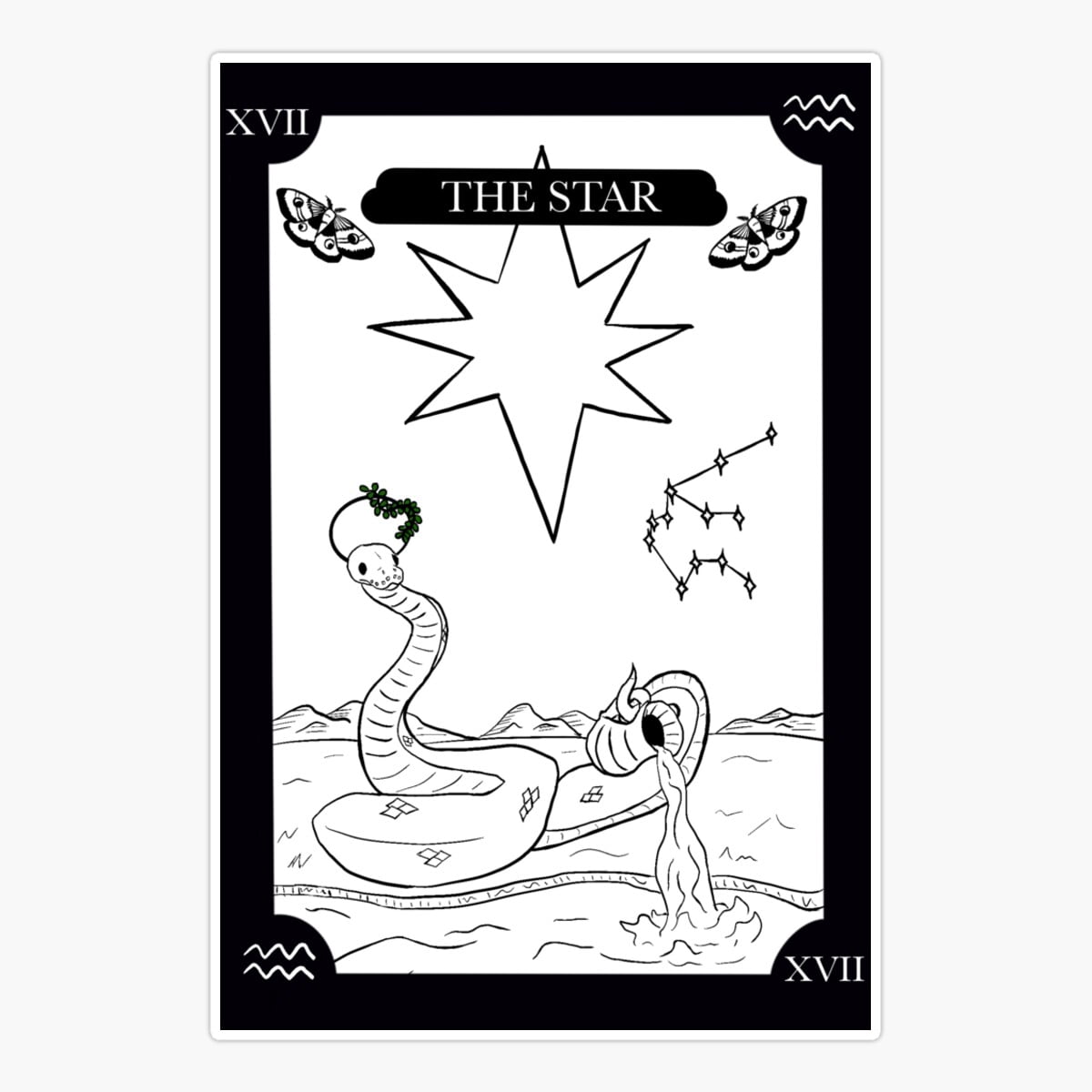 Maneki The Star Tarot - Snake Er, Phone Decal Water Bottle Stickers Car ...
