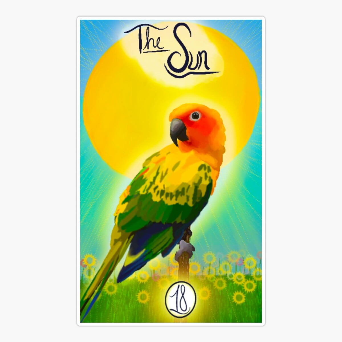 Maneki The Sun Parrot Tarot Er, Phone Decal Water Bottle Stickers Car ...