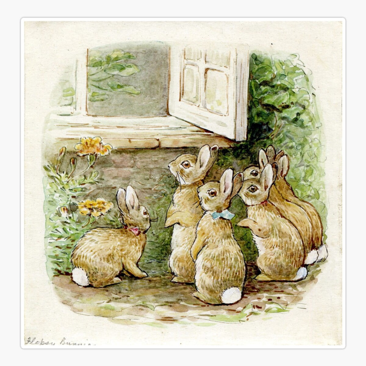 Maneki The Tale Of The Flopsy Bunnies - Beatrix Potter Sticker, Phone ...