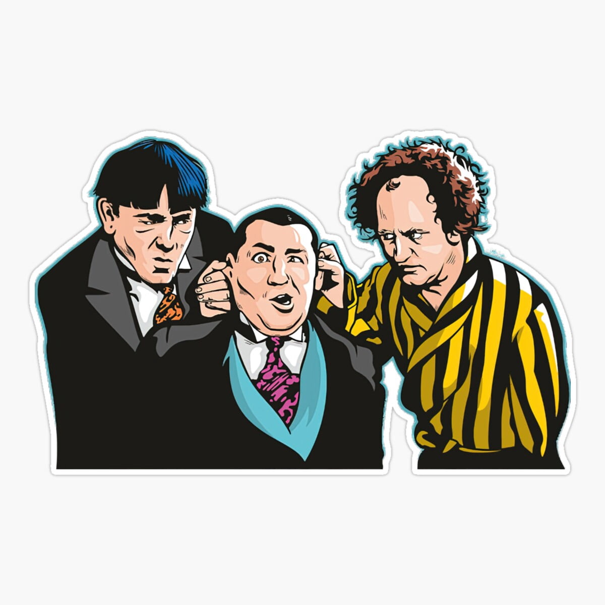 Maneki The Three Stooges Sticker Sticker, Phone Decal Water Bottle ...