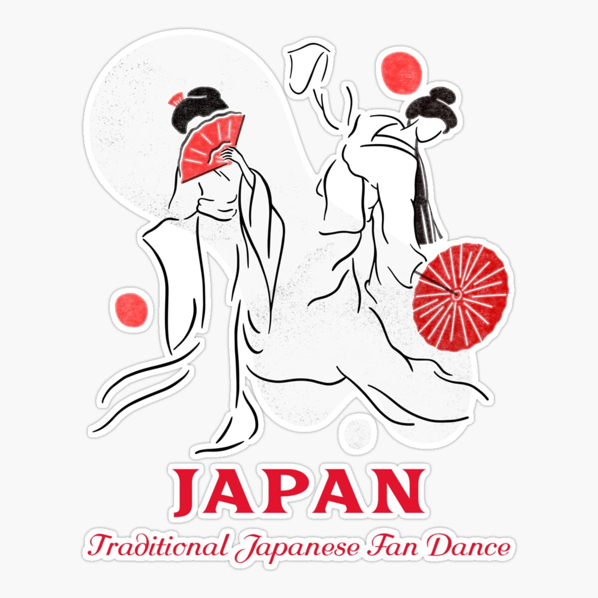 Maneki The Traditional Japanese Fan Dance - Japan Sticker, Phone Decal ...