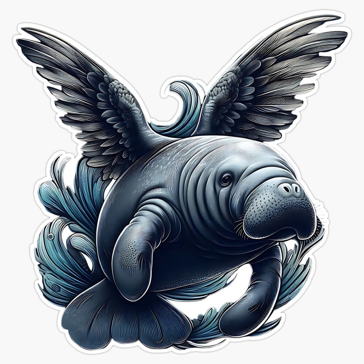 Maneki The Winged Manatee Er, Phone Decal Water Bottle Stickers Car ...