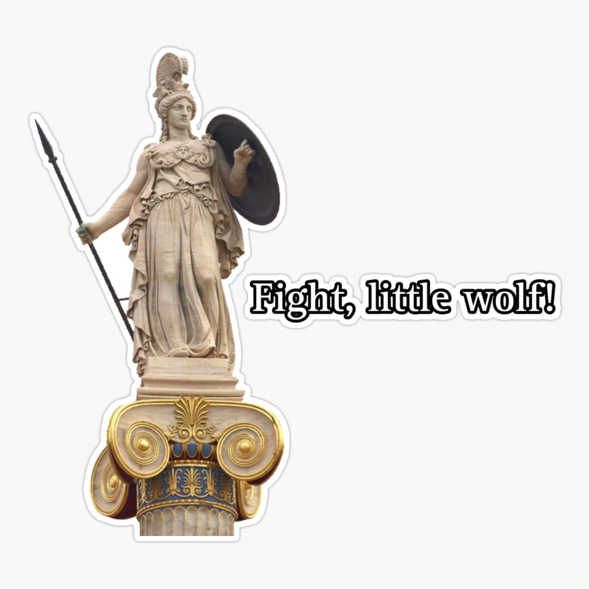 Maneki The Wisdom Saga Athena Fight Little Wolf Sticker, Phone Decal ...