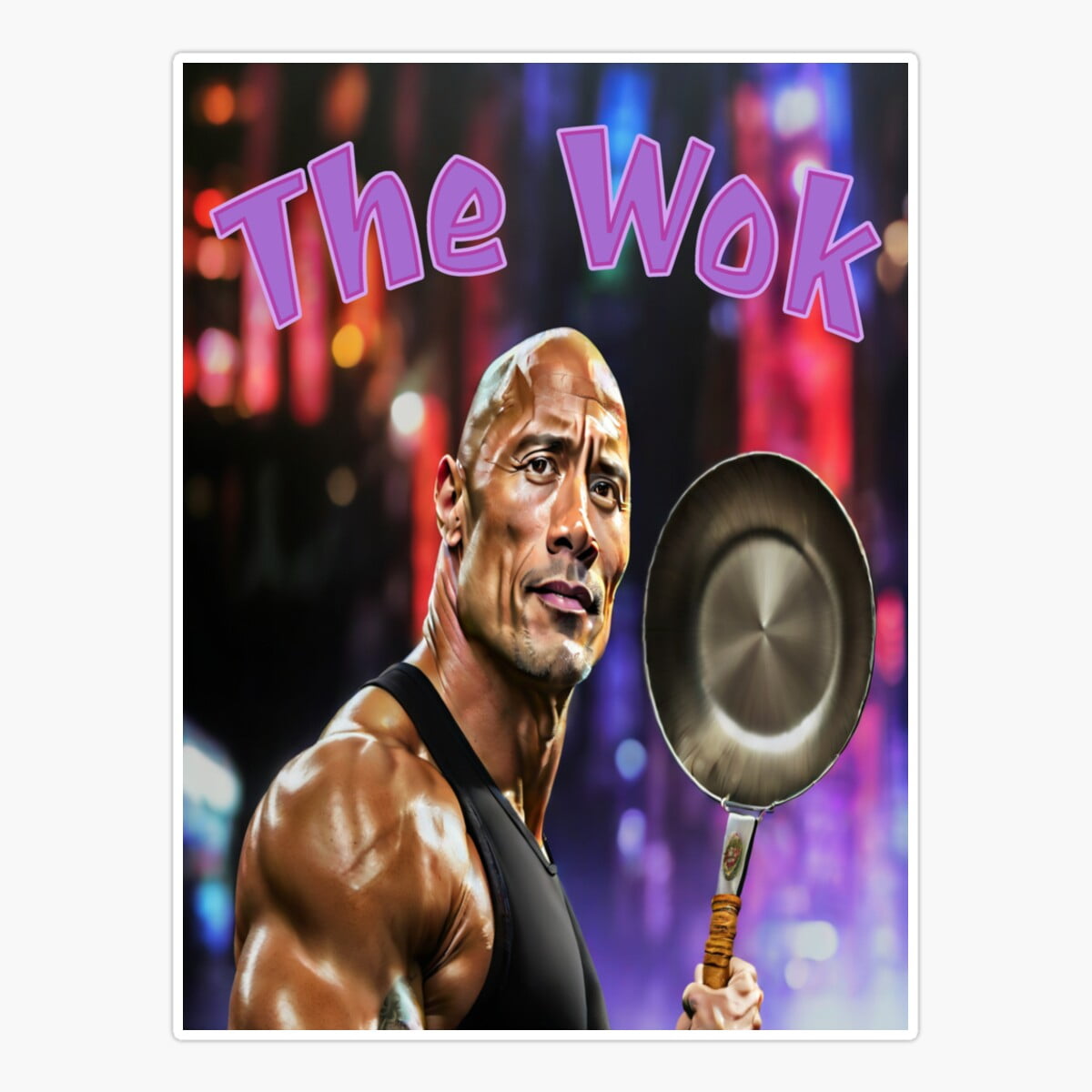 Maneki The Wok - Parody Image O The Rock - Dwayne Johnson Sticker ...