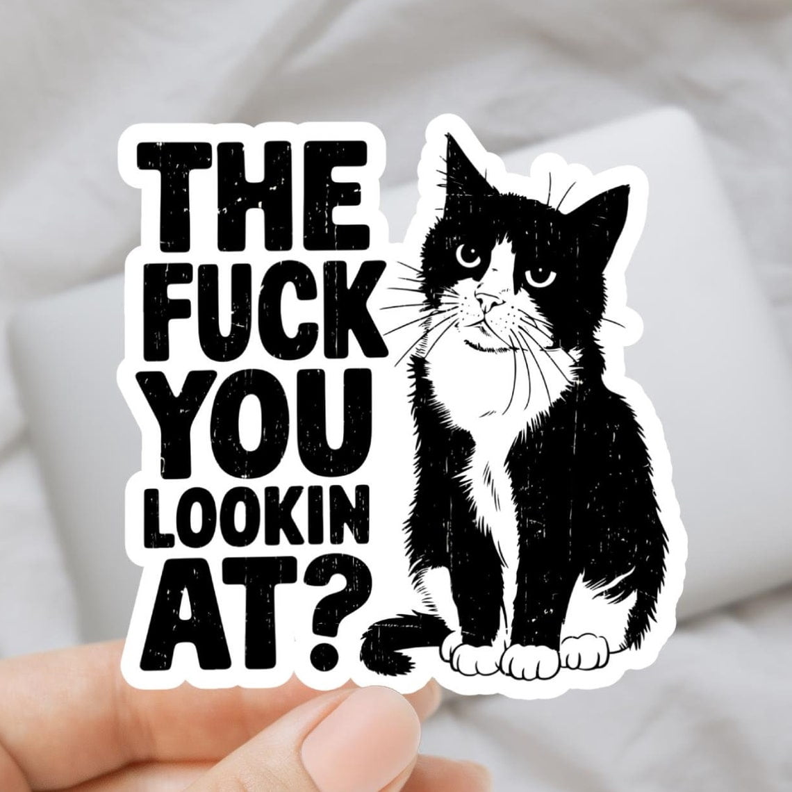 Maneki The You Lookin At er, Funny Cat, er for Laptop, water bottle er ...