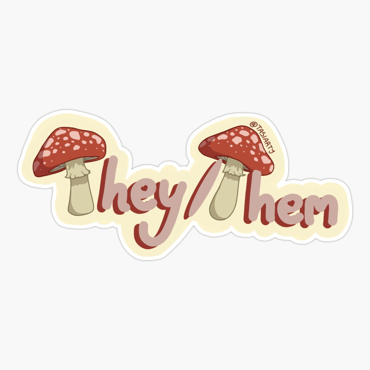 Maneki They/Them Mushroom Pronoun Stickers/Pins/Masks Sticker, Phone ...