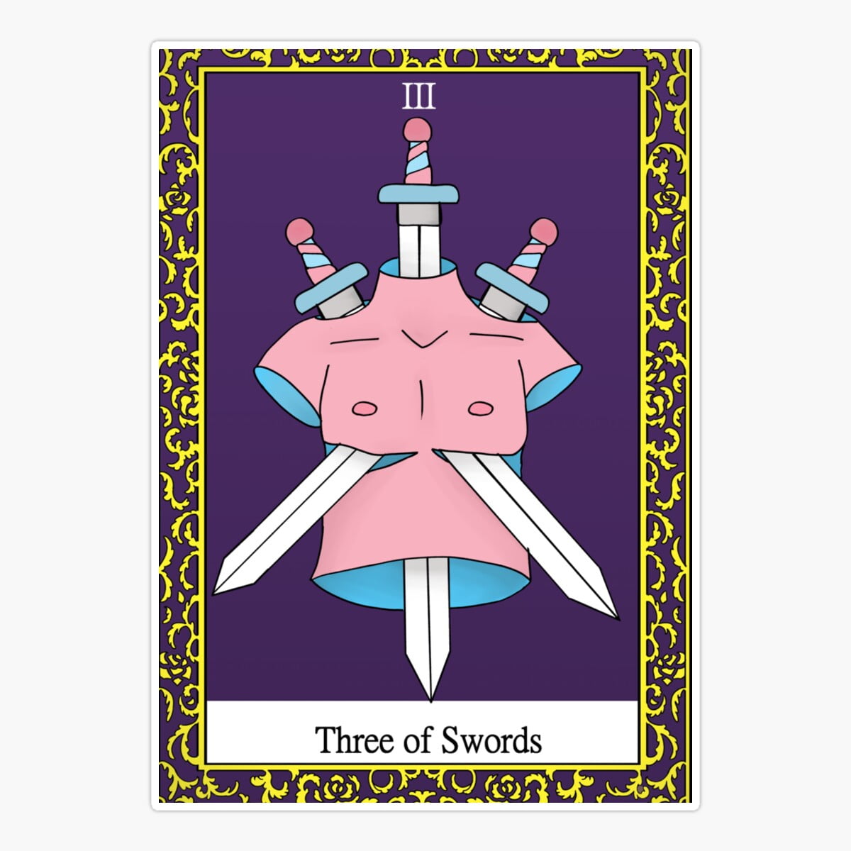 Maneki Three O Swords Trans Tarot Card Er, Phone Decal Water Bottle ...