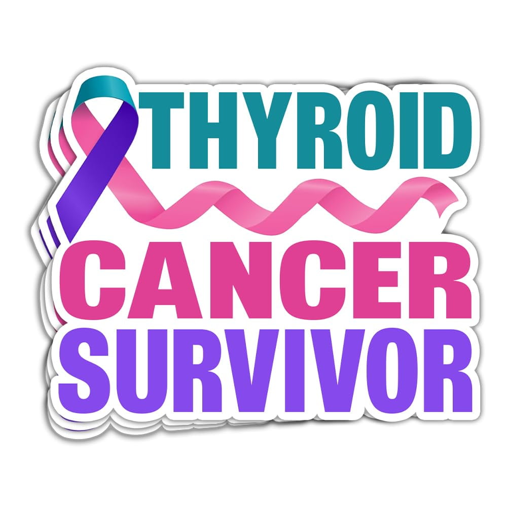 Maneki Thyroid Cancer Awareness Sticker Thyroid Cancer Warrior Sticker Survivor Pink Purple ...
