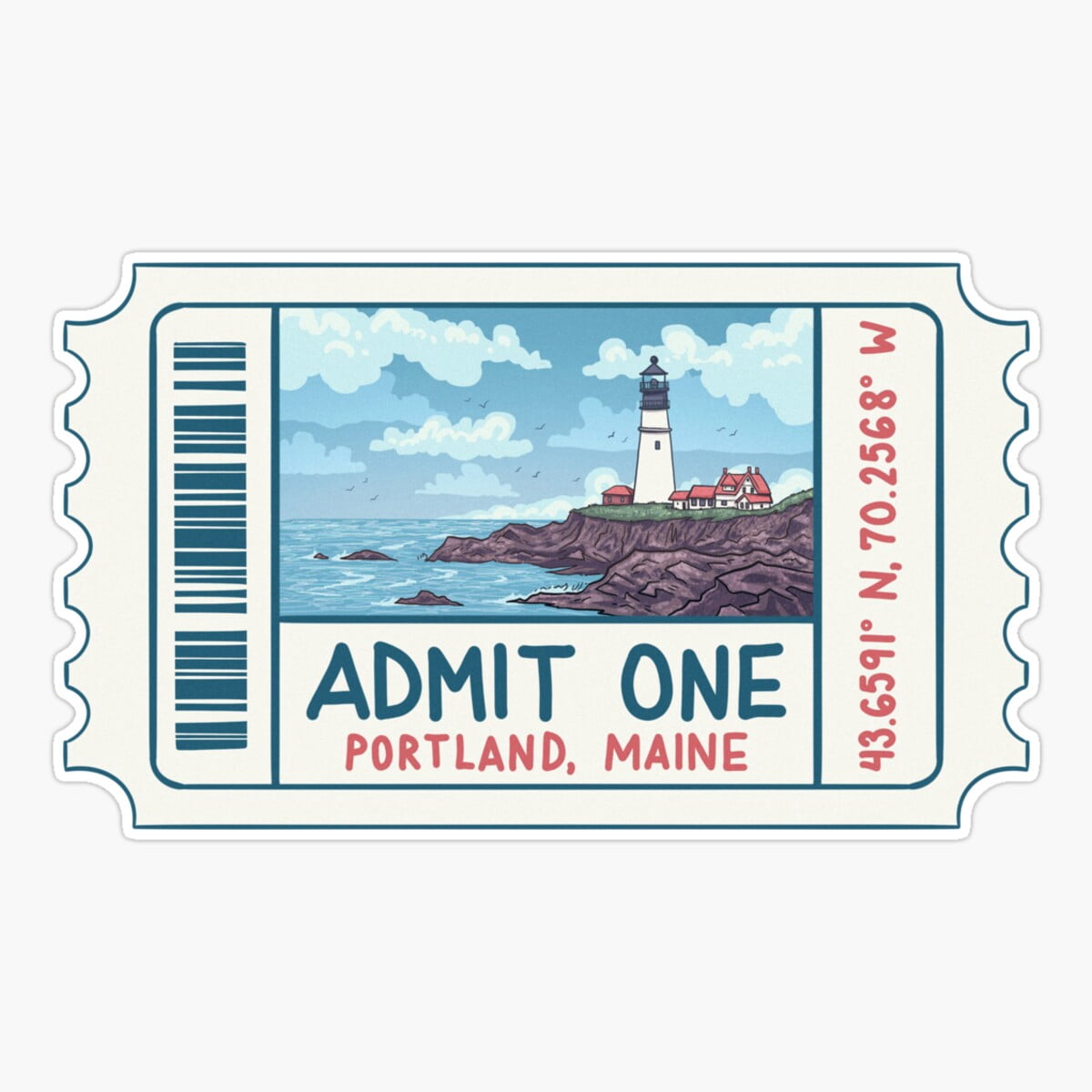 Maneki Ticket To Portland Sticker, Phone Decal Water Bottle Stickers ...