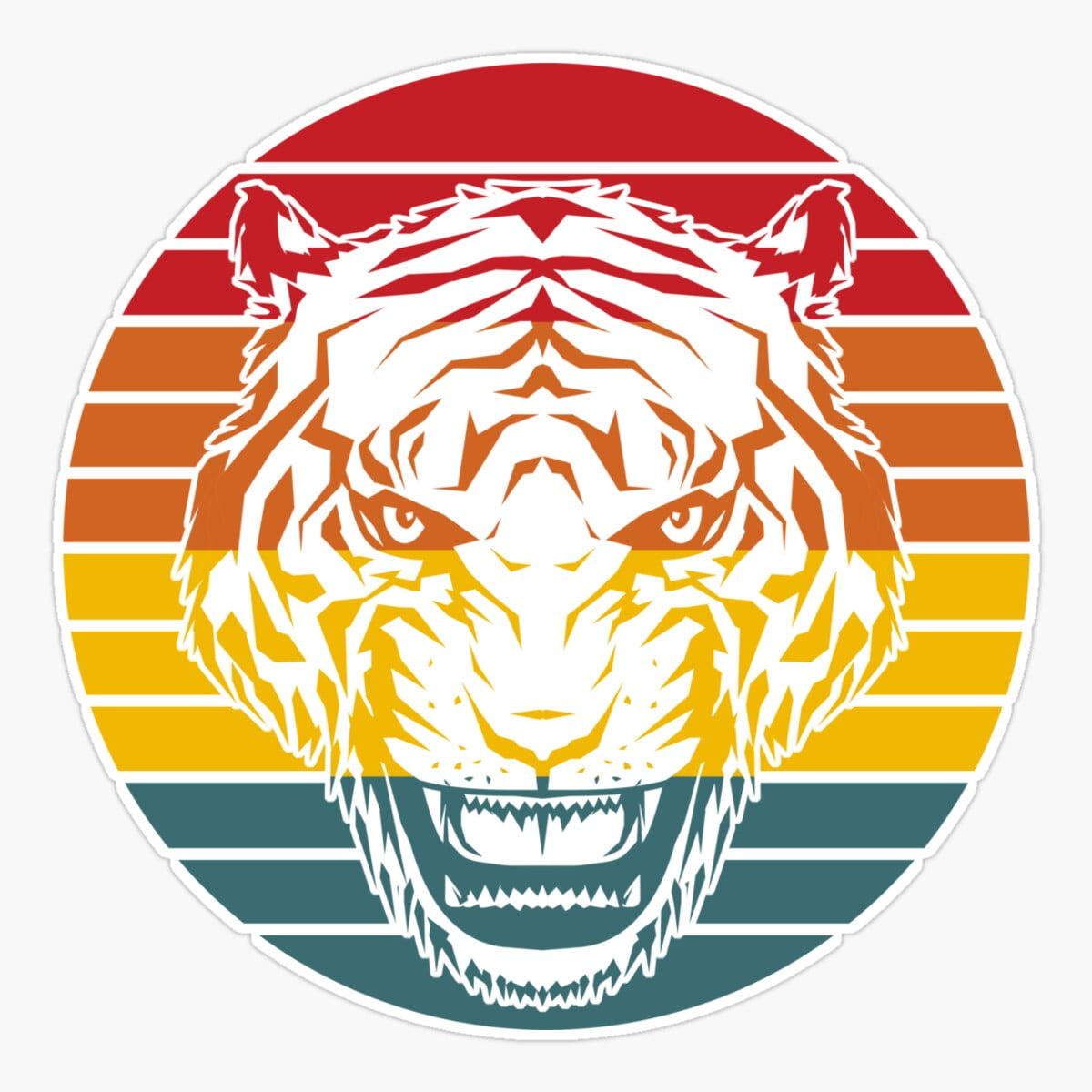 Maneki Tiger Sunset Retro Jungle Safari Animal Big Cat Tigers Lover ...