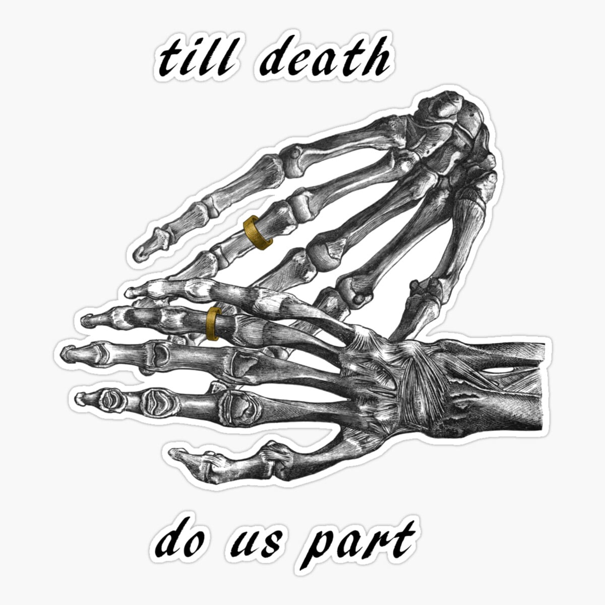 Maneki Till Death Do Us Part Skeleton Hands (Cream) Er, Phone Decal ...