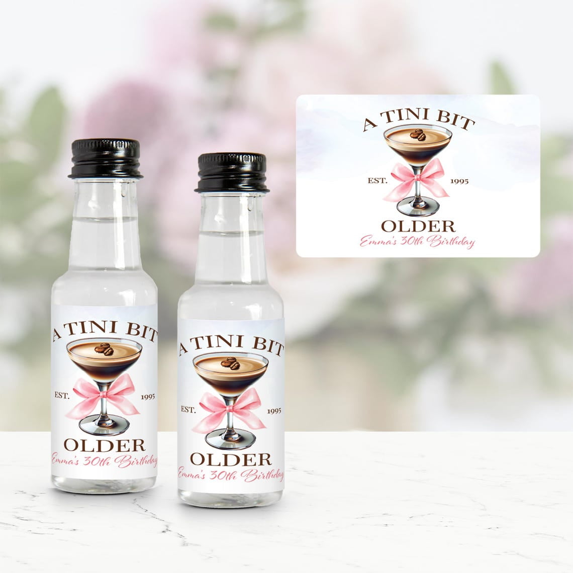 Maneki A Tini Bit Older Mini Liquor Bottle Labels, Espresso Martini ...
