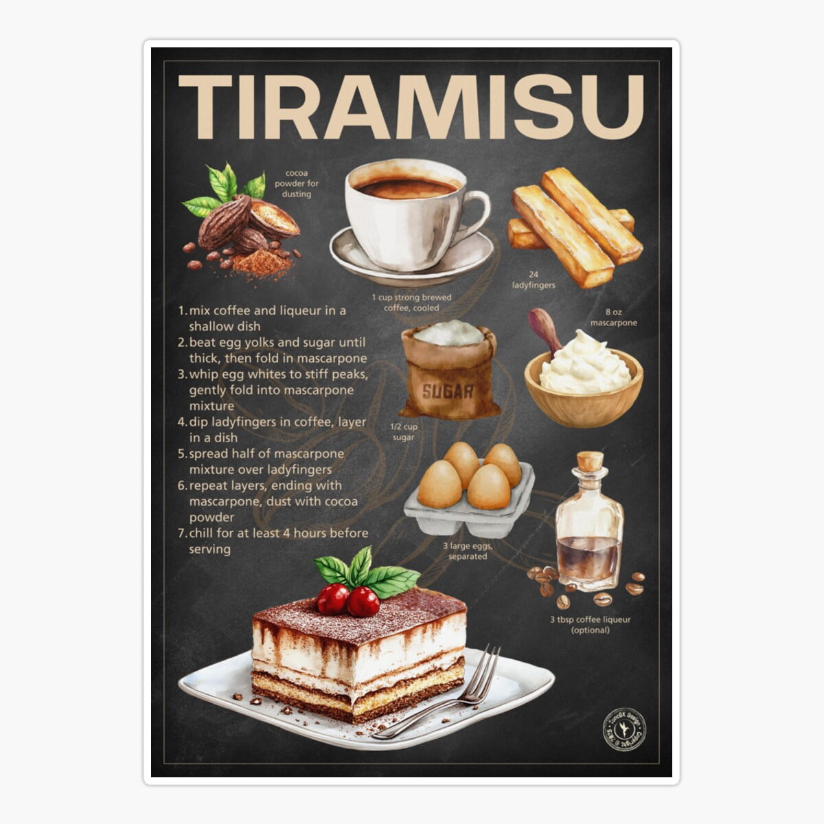Maneki Tiramisu Recipe Print – Luxurious Italian Dessert Wall Art ...