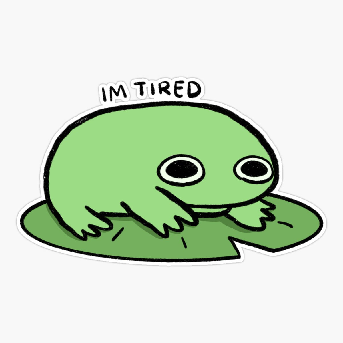 Maneki Tired Frog | Classic Green Frog Sticker, Phone Decal Water ...