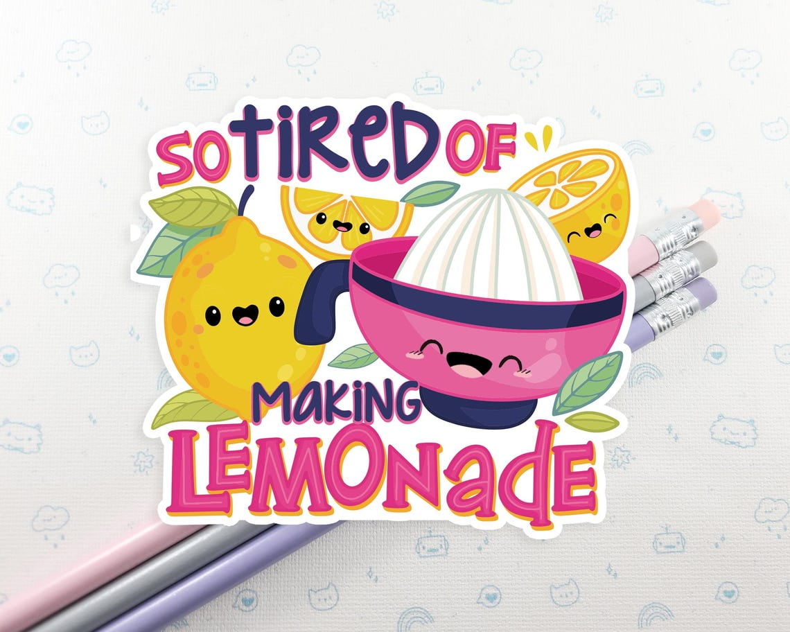 Maneki Tired Of Making Lemonade Vinyl Er, Cute Lemon Decal, Laptop Er ...