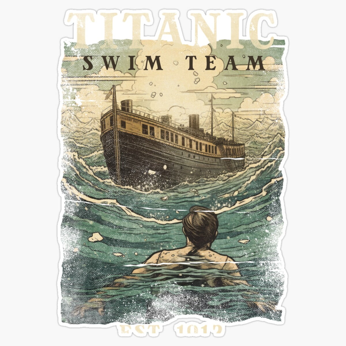 Maneki Titanic 1912 Swim Team Funny Retro Tee For Swimmers Er, Phone ...