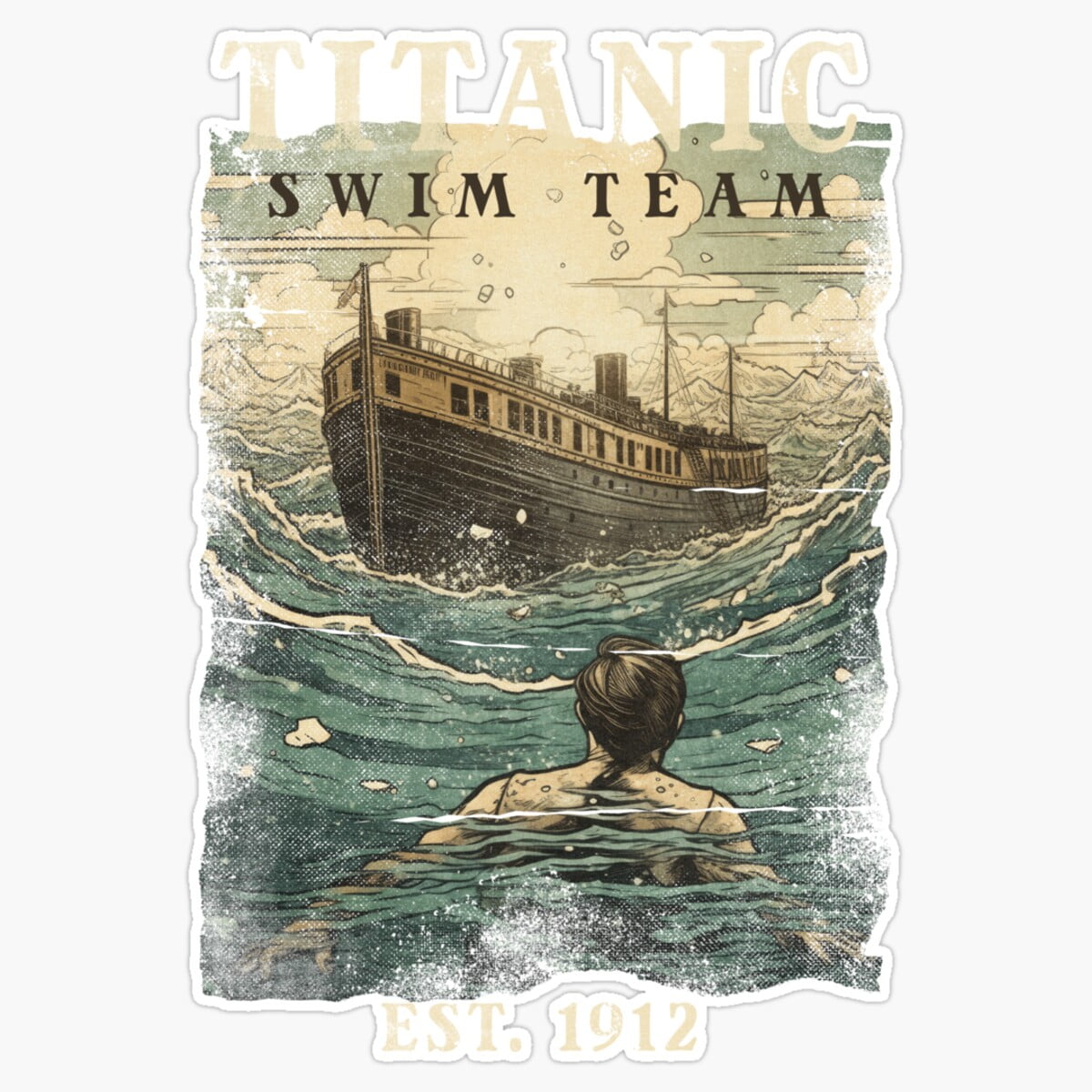 Maneki Titanic Swim Team Established 1912 Funny Rms Titanic Gear Er ...