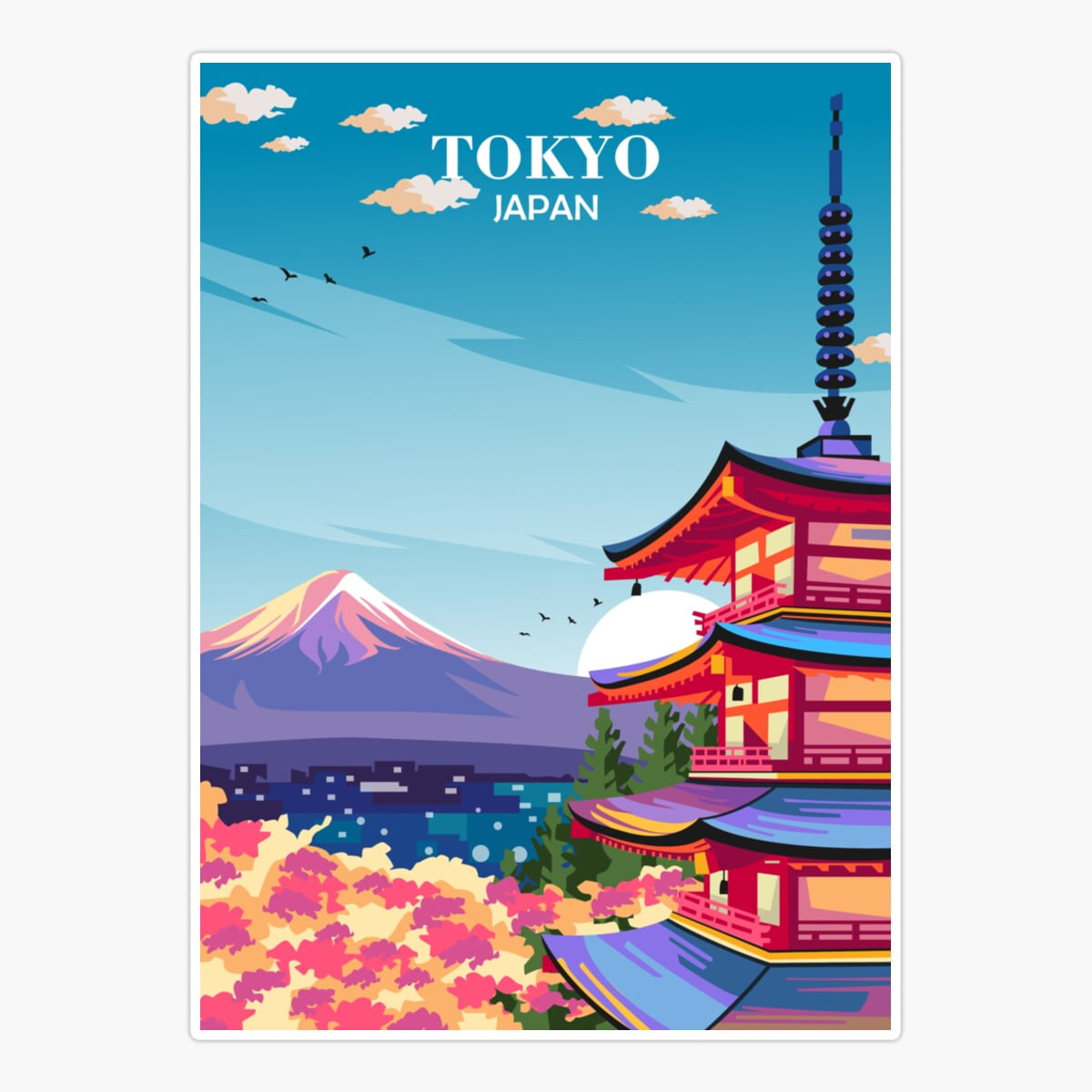 Maneki Tokyo Japan With Toji Temple Sticker, Phone Decal Water Bottle ...