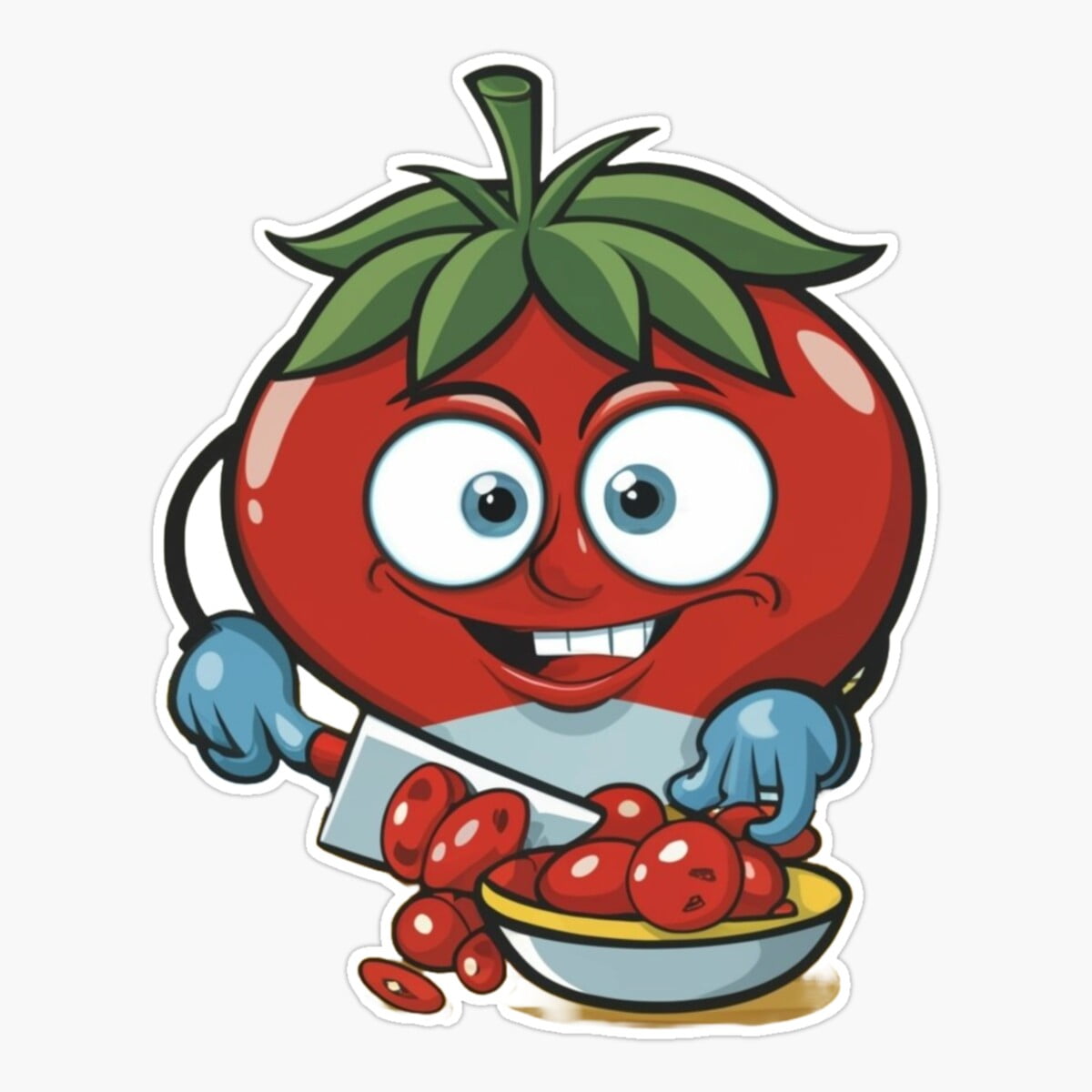 Maneki Tomato Cutting Tomatoes Sticker, Phone Decal Water Bottle ...