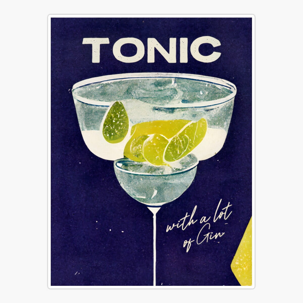 Maneki Tonic Water Retro Cocktail Poster Blue Lemon Bar Prints, Vintage ...