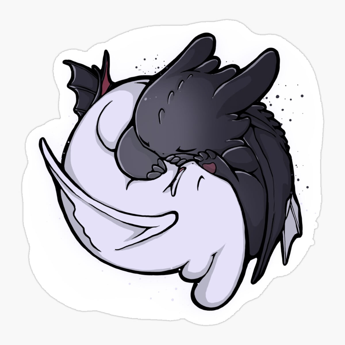 Maneki Toothless And Light Fury Hugging Er, Phone Decal Water Bottle ...