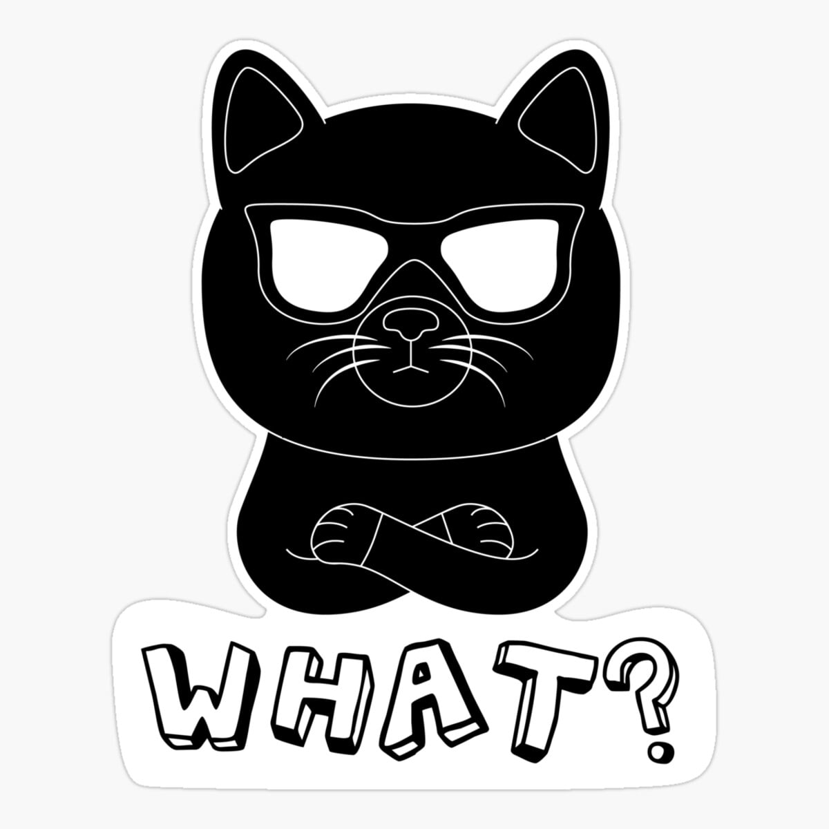 Maneki Top Black Best Cat What ? Black Angry Cat With Sungles Sticker ...
