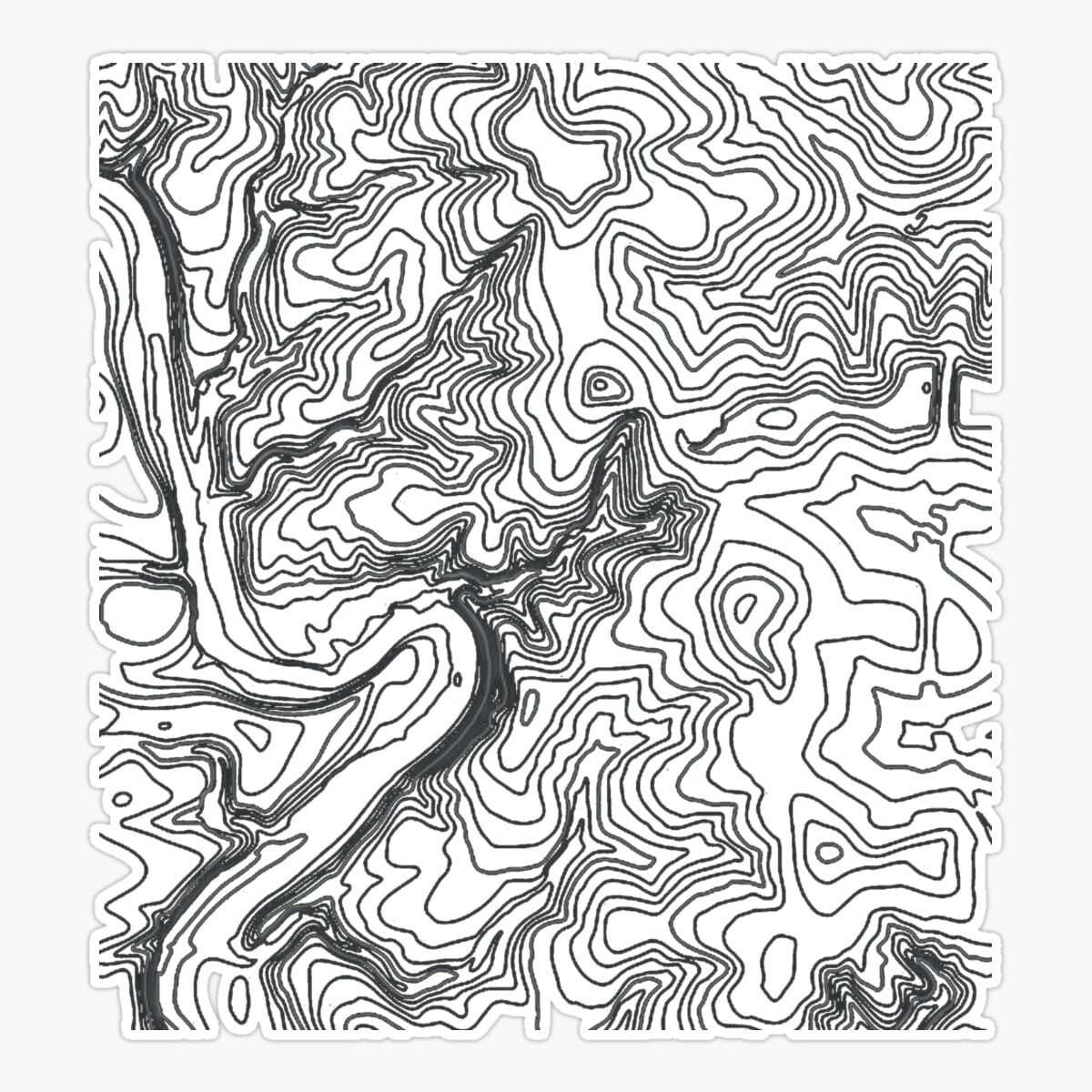 Maneki Topographic Map Sticker, Phone Decal Water Bottle Stickers Car ...