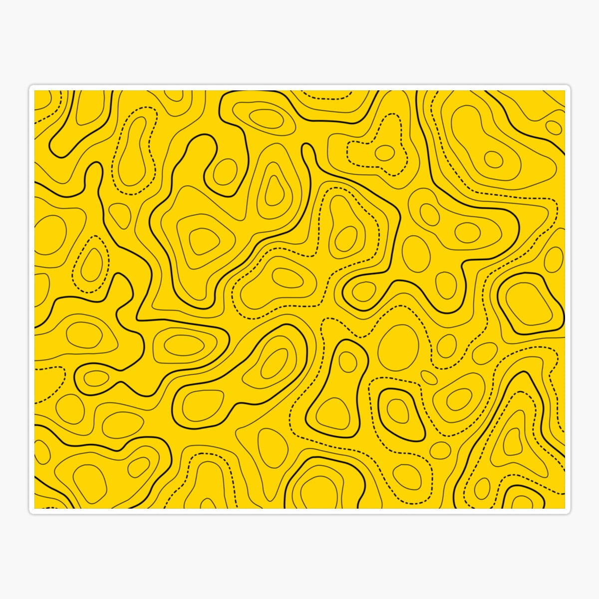 Maneki Topography Pattern. Yellow And Black Color Sticker, Phone Decal ...