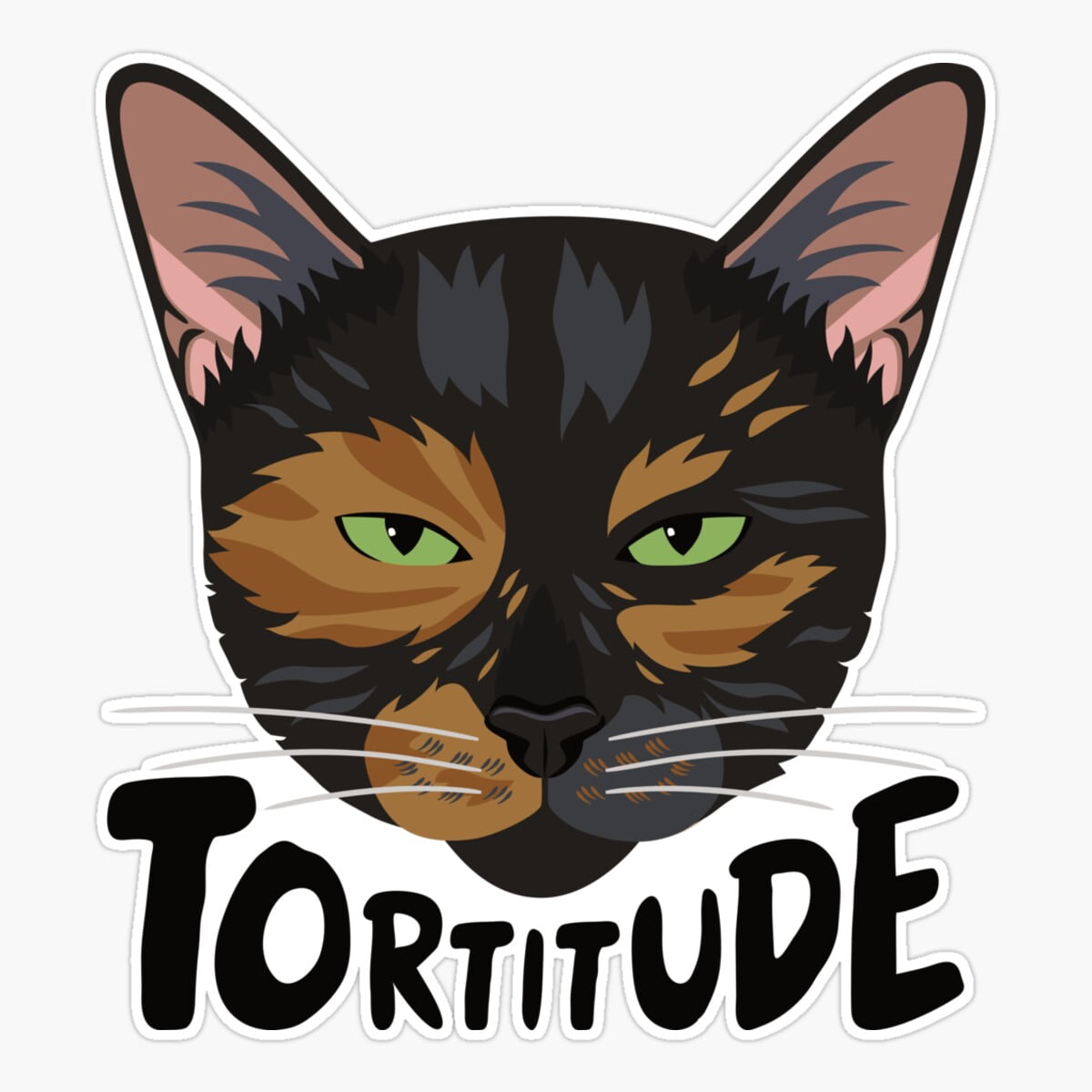 Maneki Tortoiseshell Cat Tortitude Sticker, Phone Decal Water Bottle ...