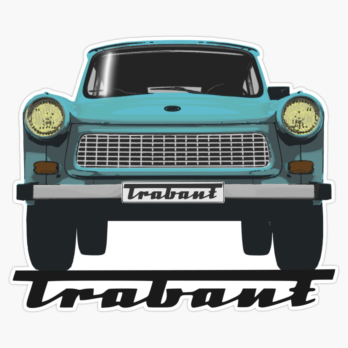 Maneki Trabant 601 (Blue - Front) Er, Phone Decal Water Bottle Stickers ...