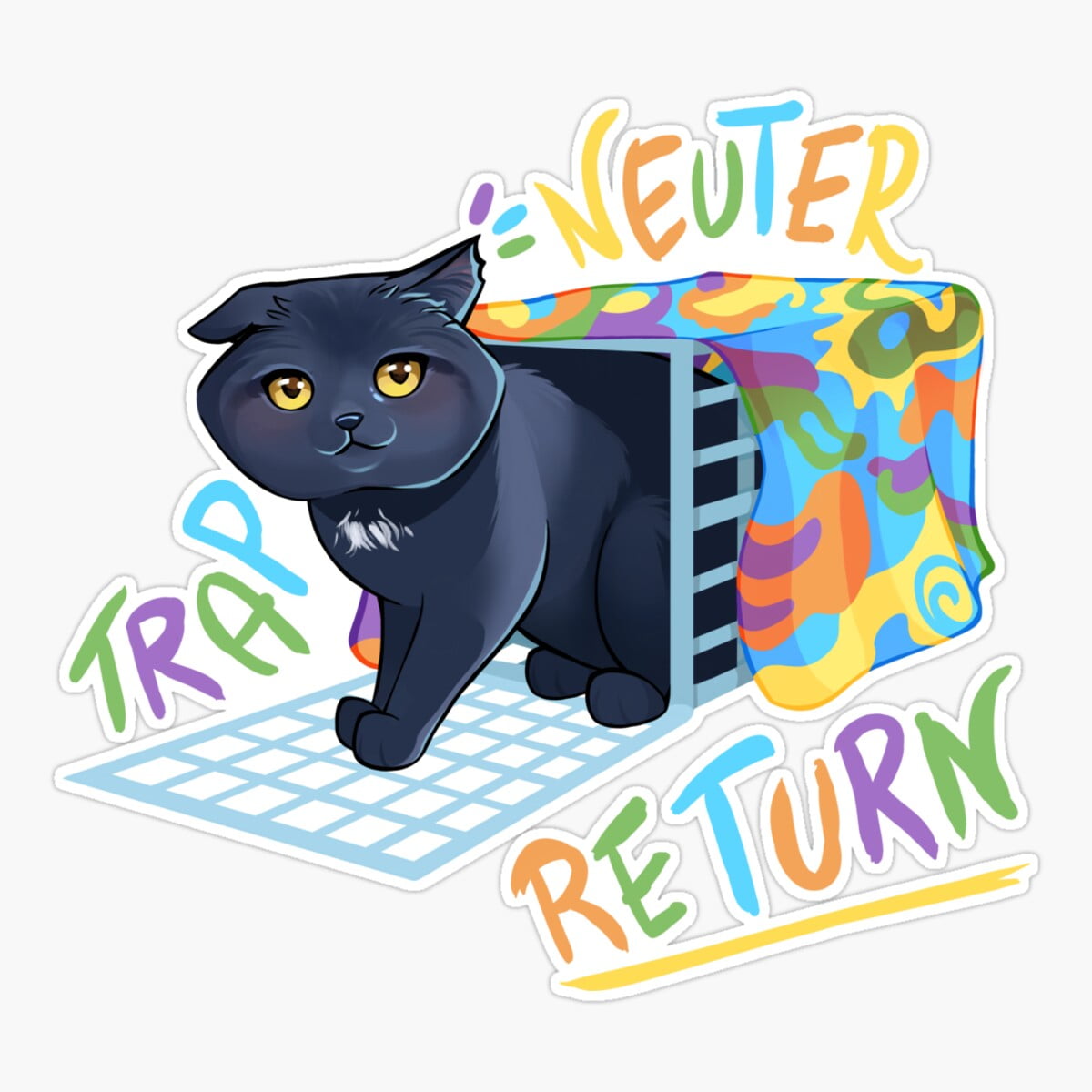 Maneki Trap Neuter Return Wonky Sticker, Phone Decal Water Bottle ...