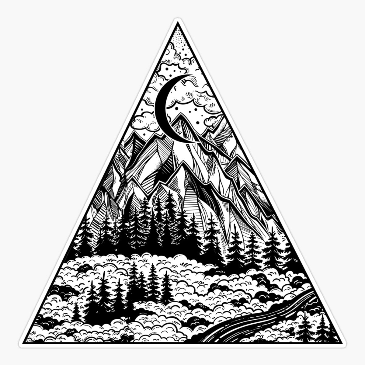 Maneki Triangle Rame Artwork With Wilderness Landscape Scene With A ...