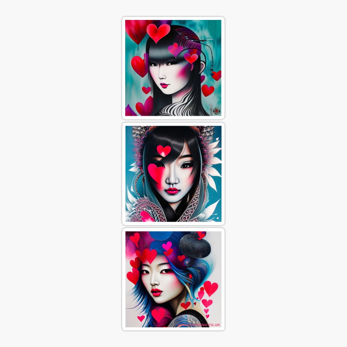 Maneki Triple Japanese Portraits Mk2- Eye Voodoo Sticker, Phone Decal ...
