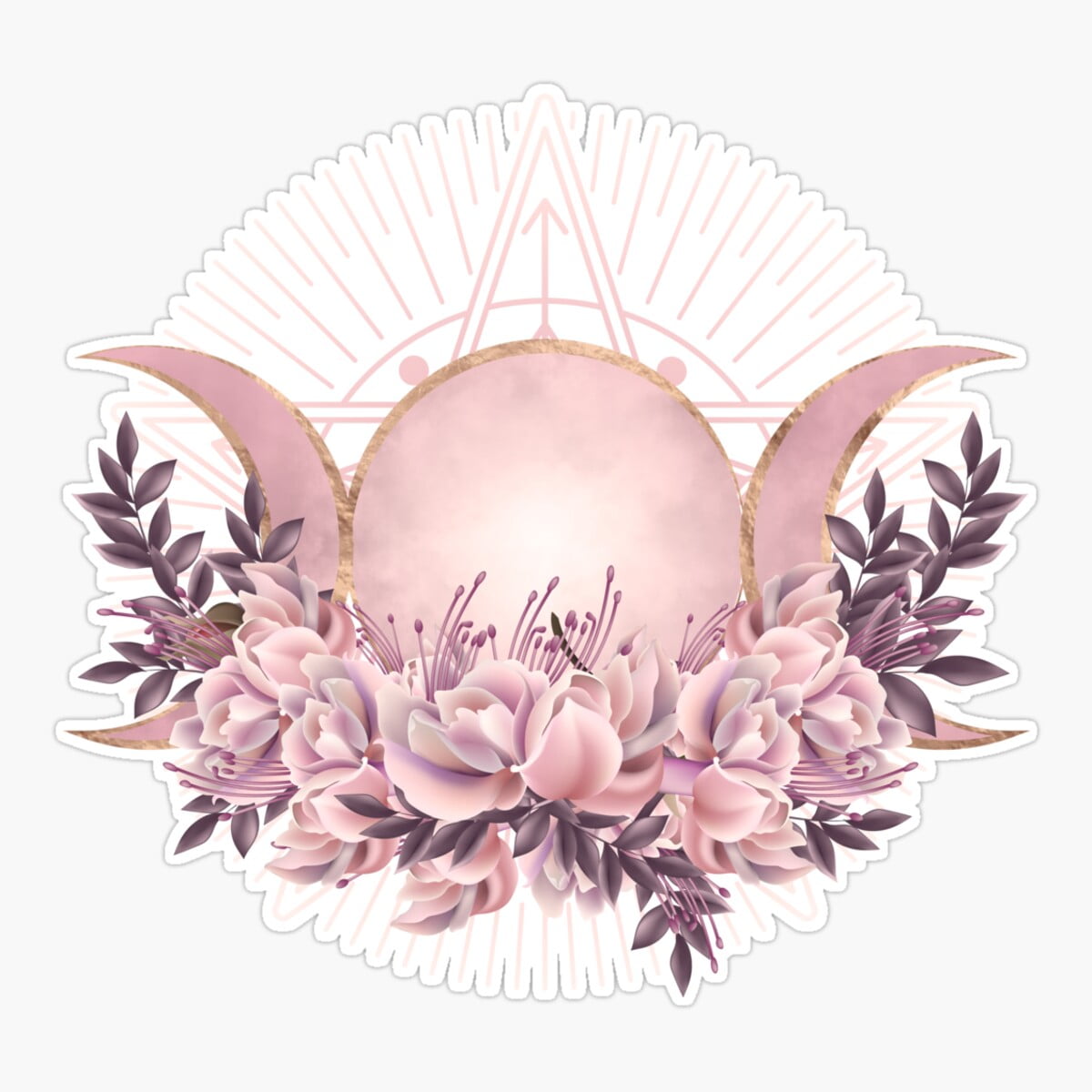 Maneki Triple Moon - Triple Goddess -Gentle Floral Er, Phone Decal ...
