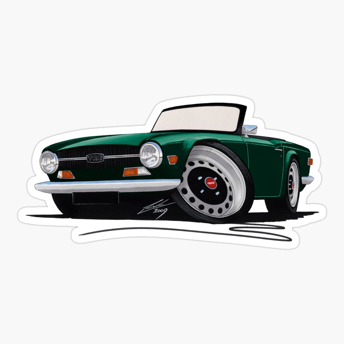 Maneki Triumph Tr6 British Racing Green - Caricature Car Art Sticker ...
