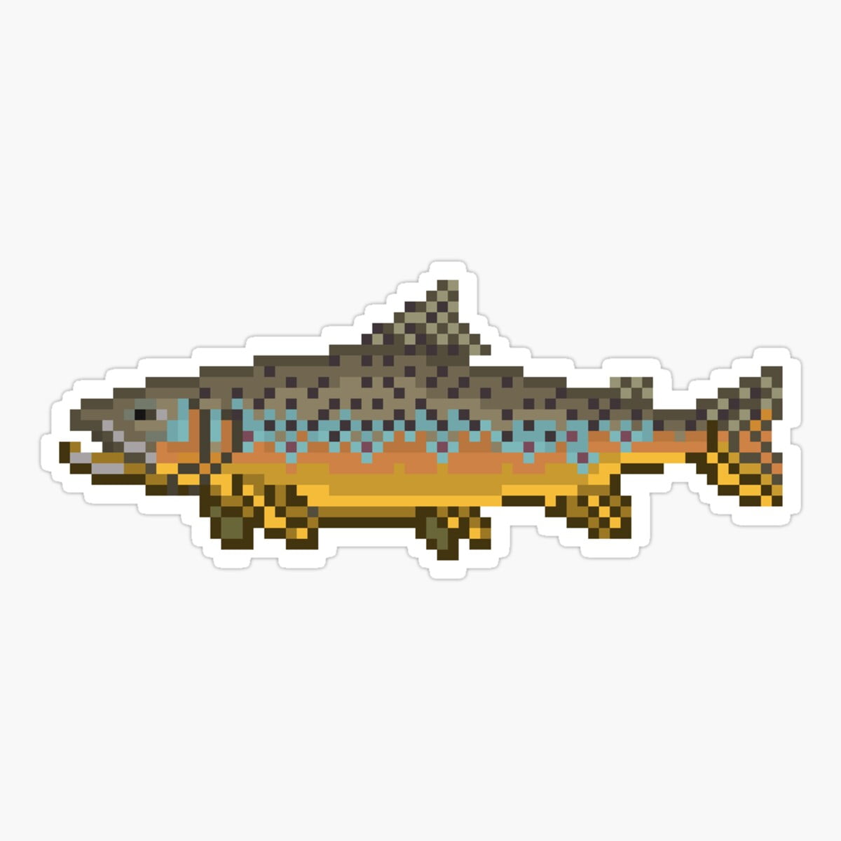 Maneki Trophy Brown Trout Er - Pixel Art Er, Phone Decal Water Bottle ...
