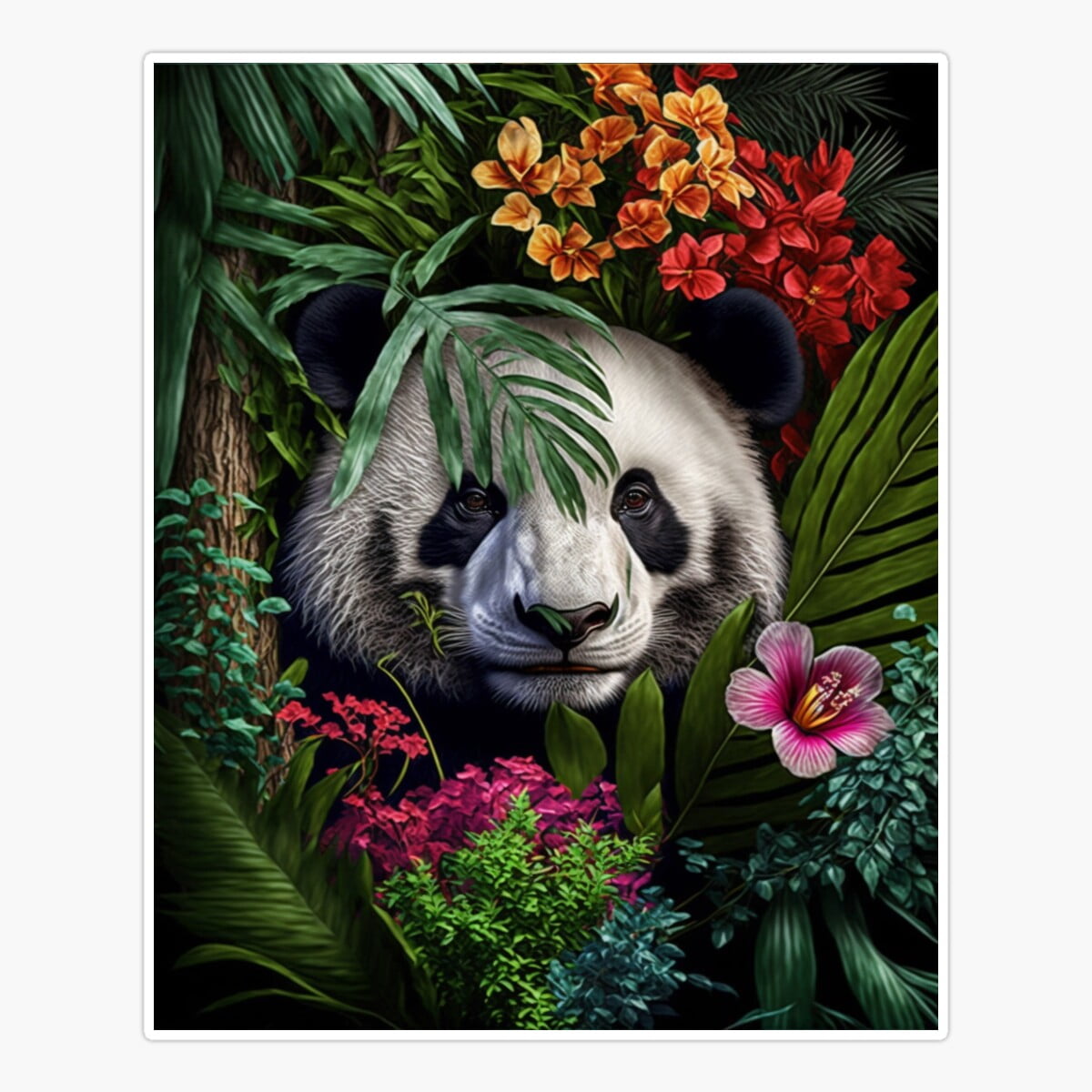 Maneki Tropical Jungle Animal Panda Bear Face Wall Art - Safari Themed ...