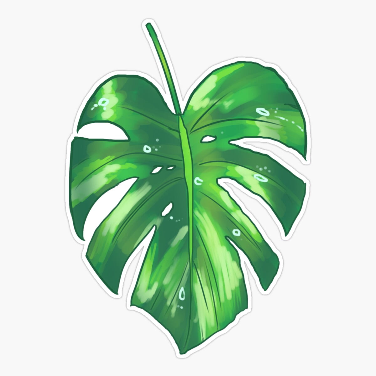 Maneki Tropical Plant Leaf Sticker, Phone Decal Water Bottle Stickers ...