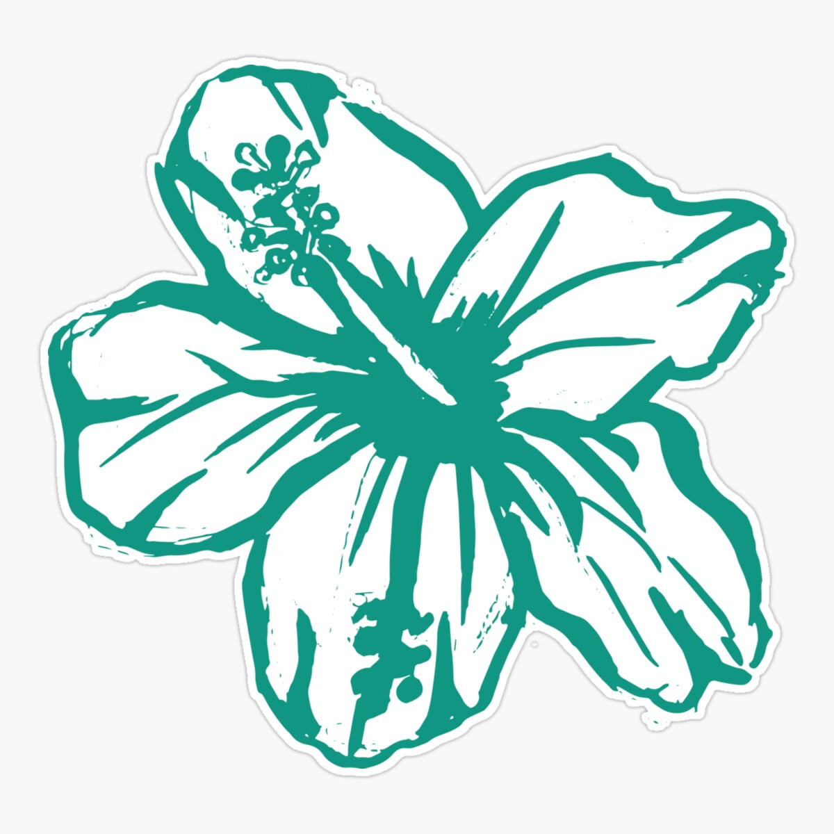 Maneki Tropical Turquoise Hibiscus Flower Sticker, Phone Decal Water ...