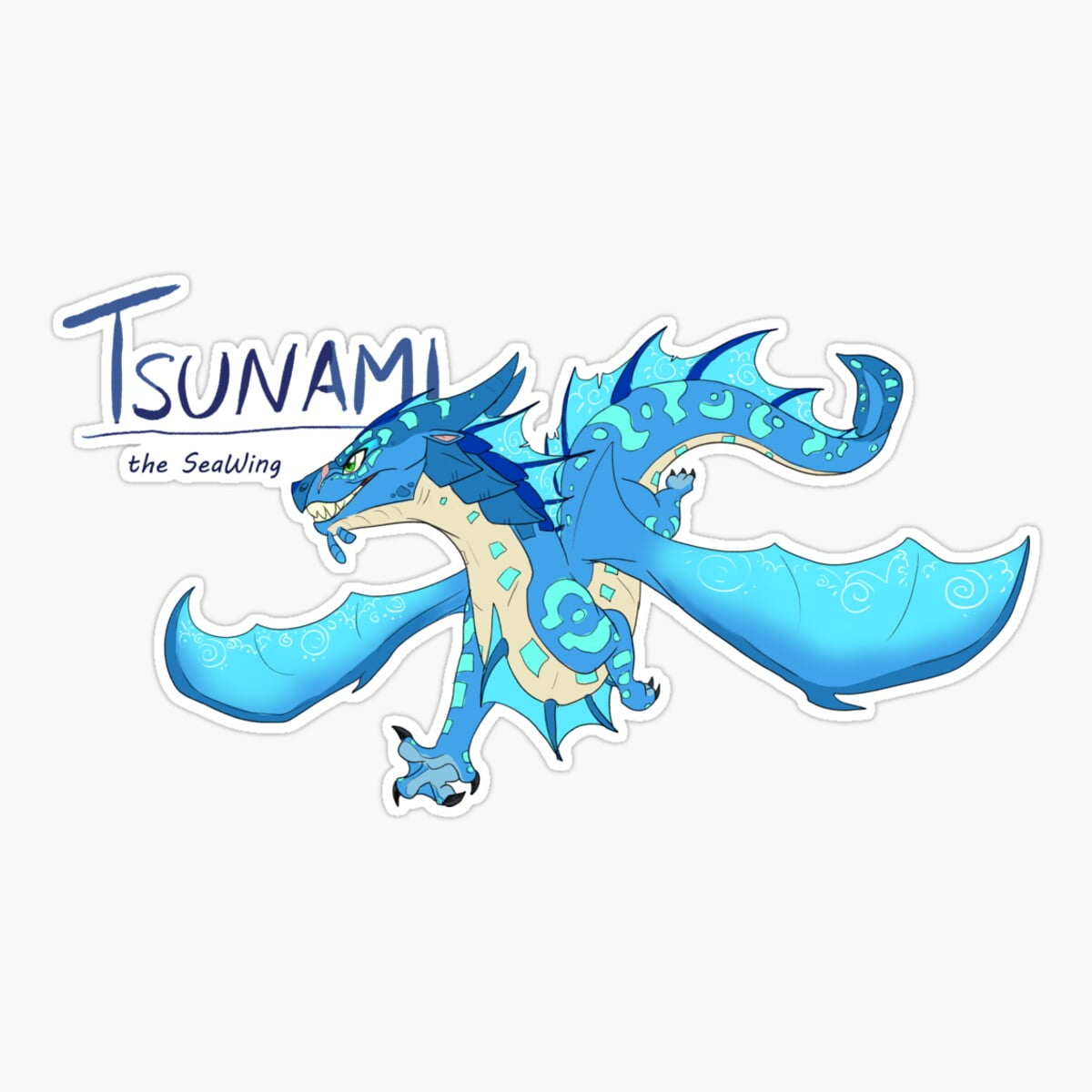 Maneki Tsunami The Seawing - Wings Ofire Sticker, Phone Decal Water ...