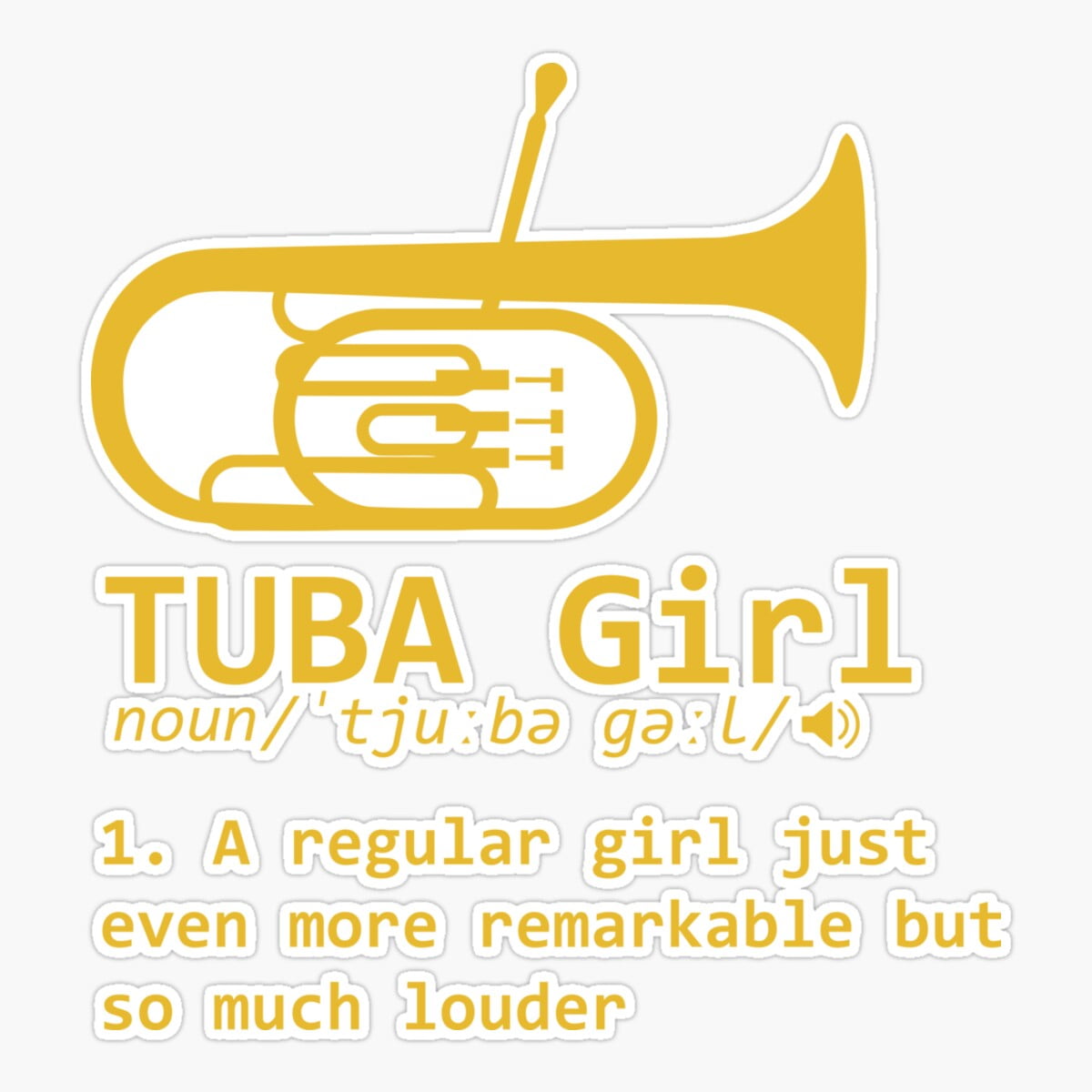 Maneki Tuba Girl Definition Funny Marching Band Tuba Player Gift Er ...