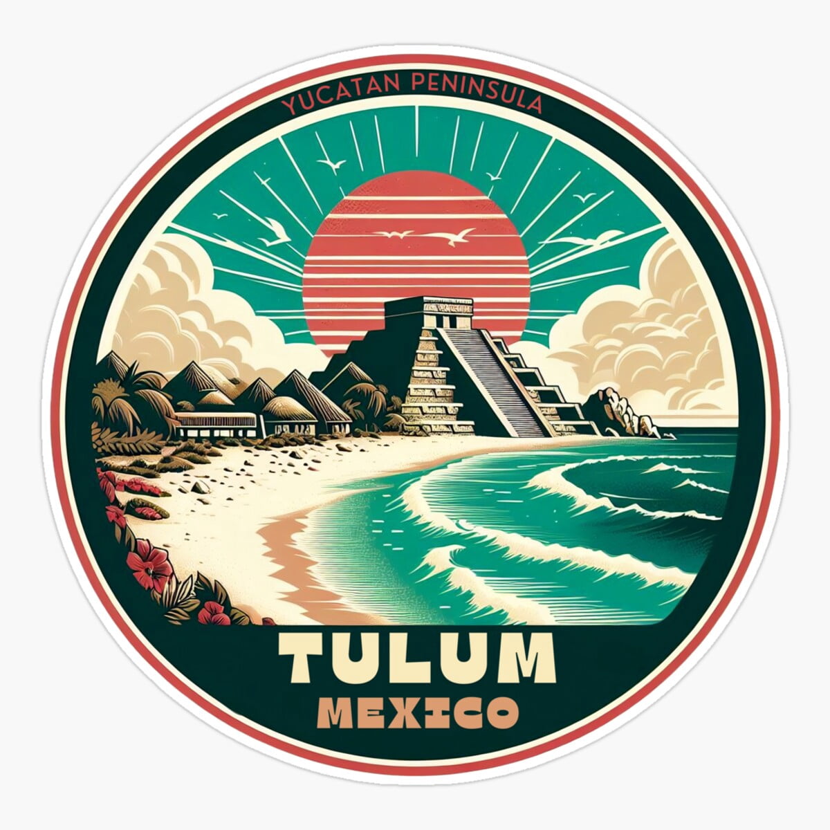 Maneki Tulum Vintage Style Travel Destinations Sticker, Phone Decal ...