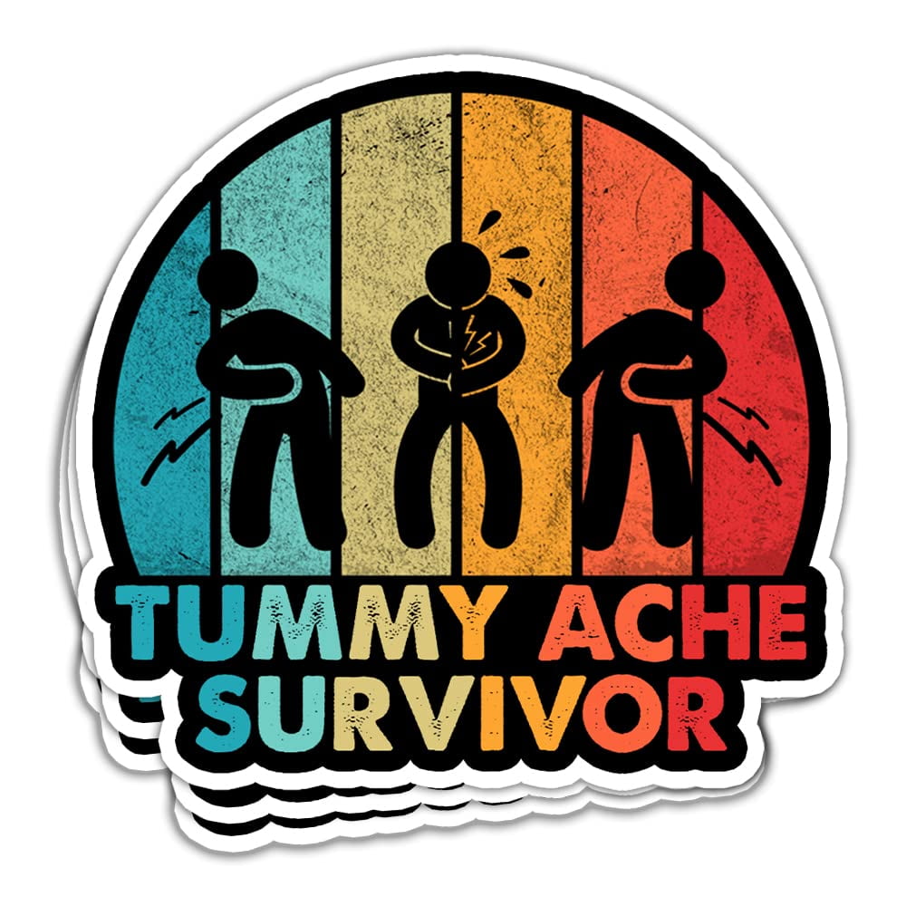 Maneki Tummy Ache Survivor Sticker Funny Stomach Ache Sticker Gift ...