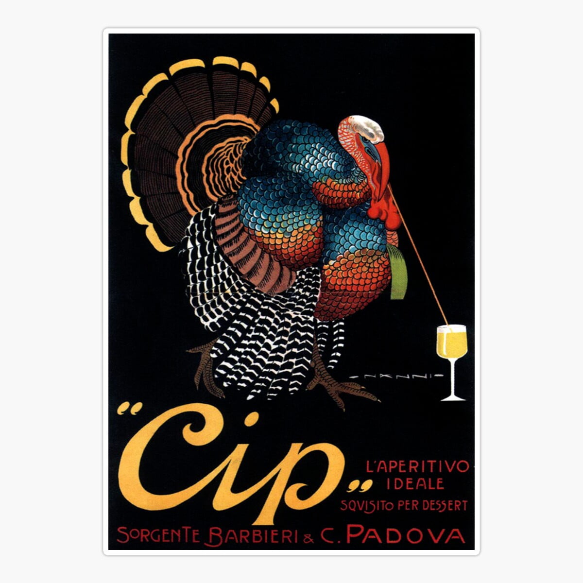 Maneki Turkey, Cip, Thanksgiving Vintage Beverage Poster Sticker, Phone ...