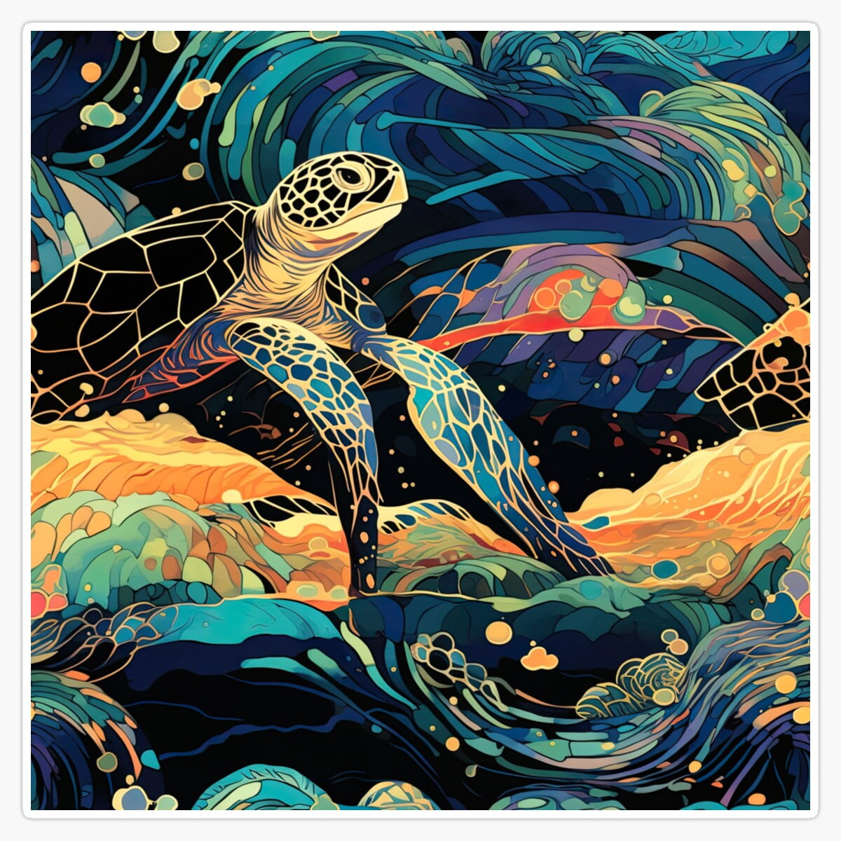Maneki Turtle Swim Er, Phone Decal Water Bottle Stickers Car Decals ...