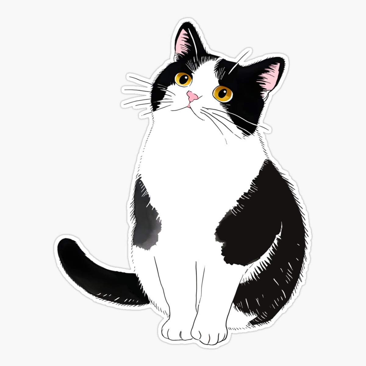 Maneki Tuxedo Cat,Black And White Cat Sticker, Phone Decal Water Bottle ...