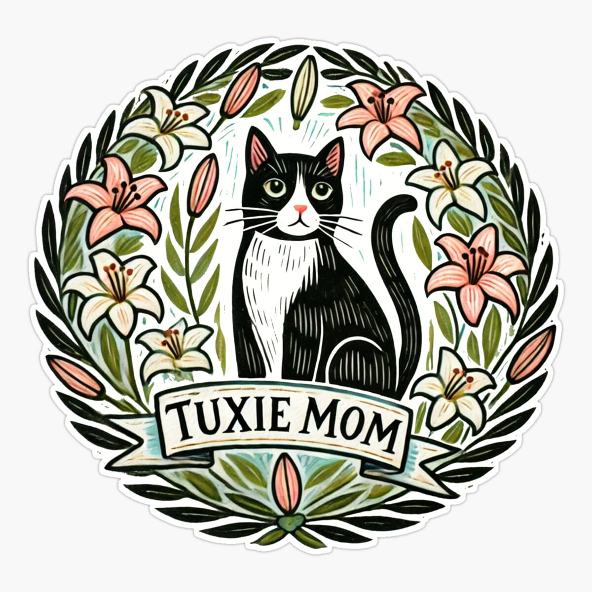 Maneki Tuxie Mom Sticker, Phone Decal Water Bottle Stickers Car Decals ...