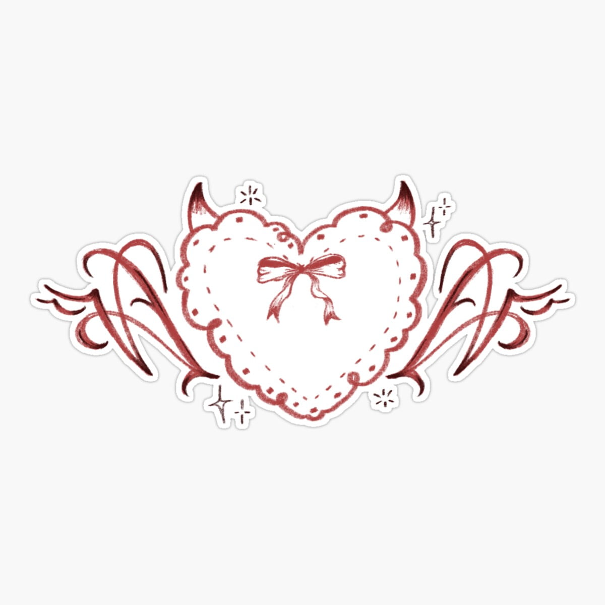 Maneki Txt Devil By The Window Heart Sticker, Phone Decal Water Bottle ...